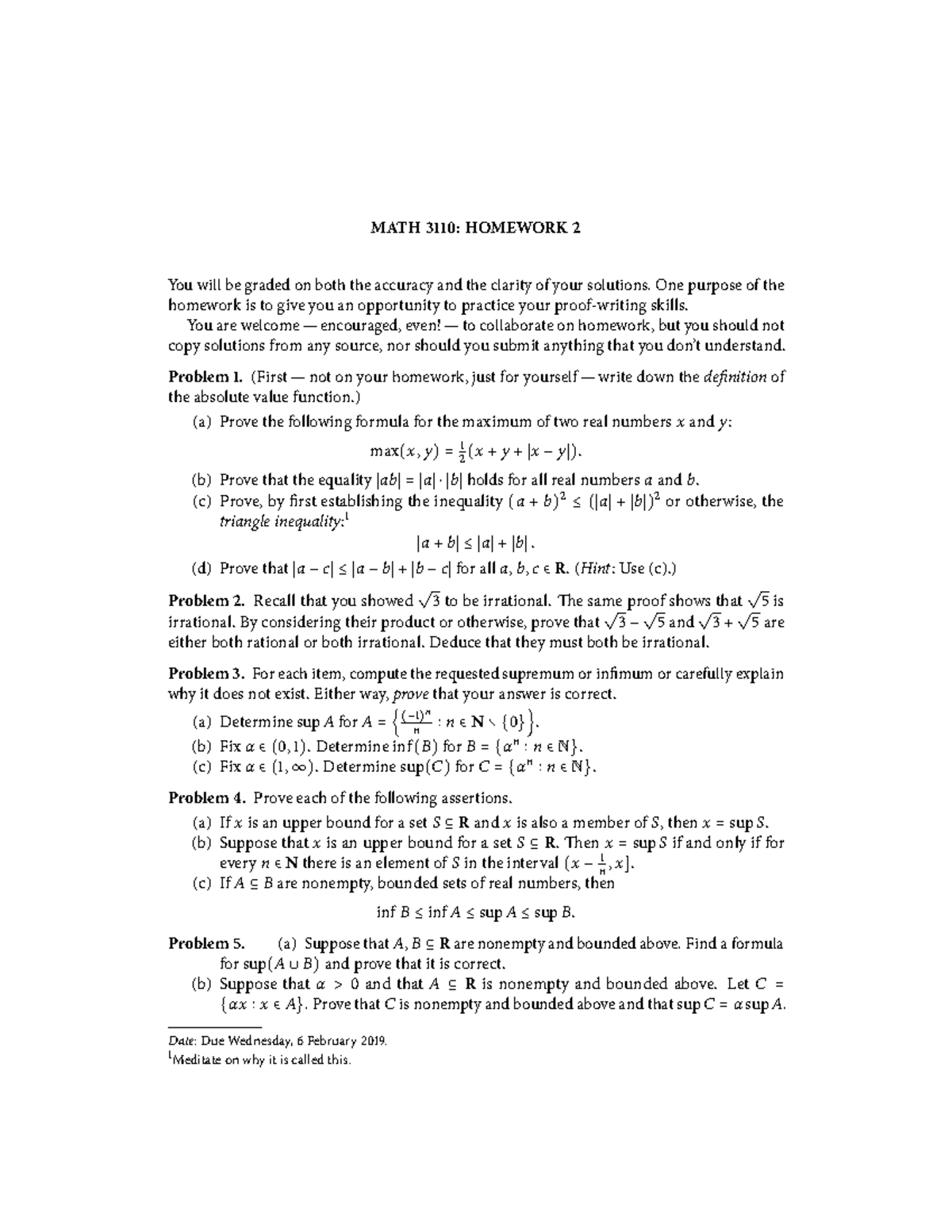 3110 Hw2 Homework From Math 3110 Taught By Professor Zach Norwood During Spring 2019 Math