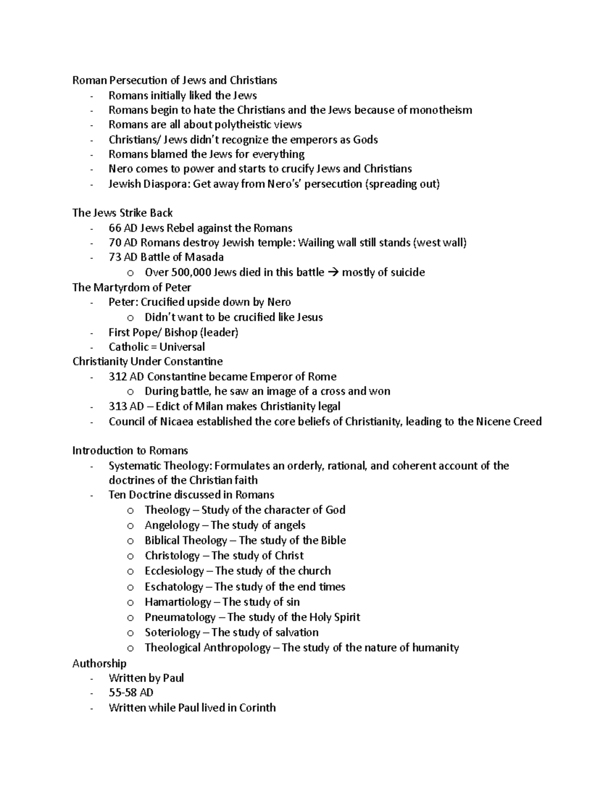 Romans Notes - Roman Persecution of Jews and Christians - Romans ...