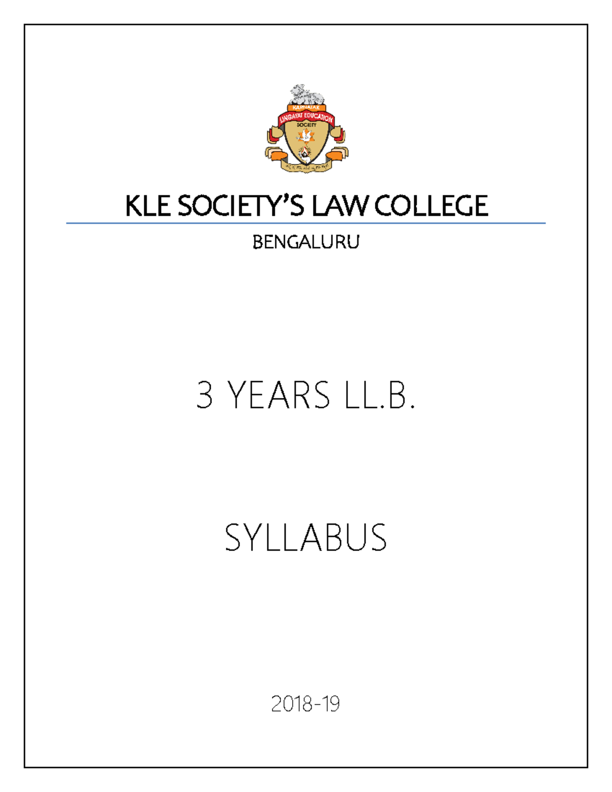 3 Yrs LLB Syllabus - KLE SOCIETY’S LAW COLLEGE BENGALURU 3 YEARS LL ...