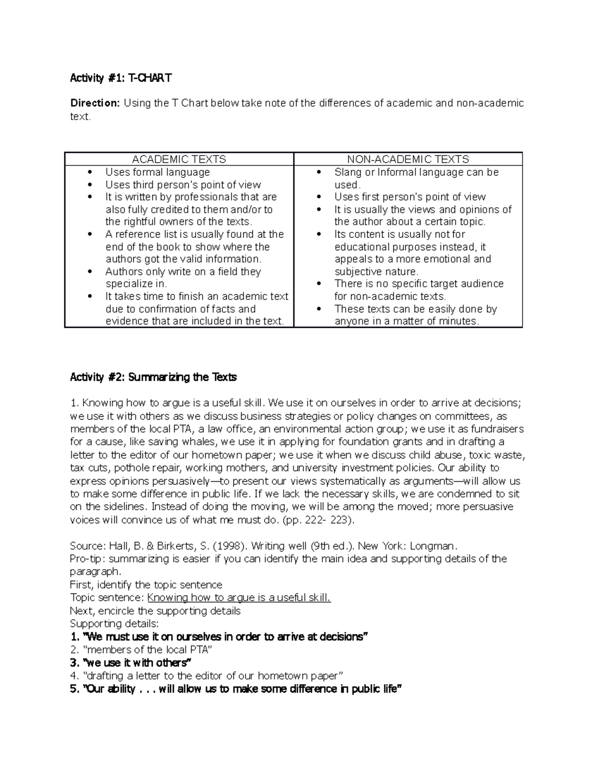 English Module-1-Activities 1 2 Academic and Non-academic Texts ...