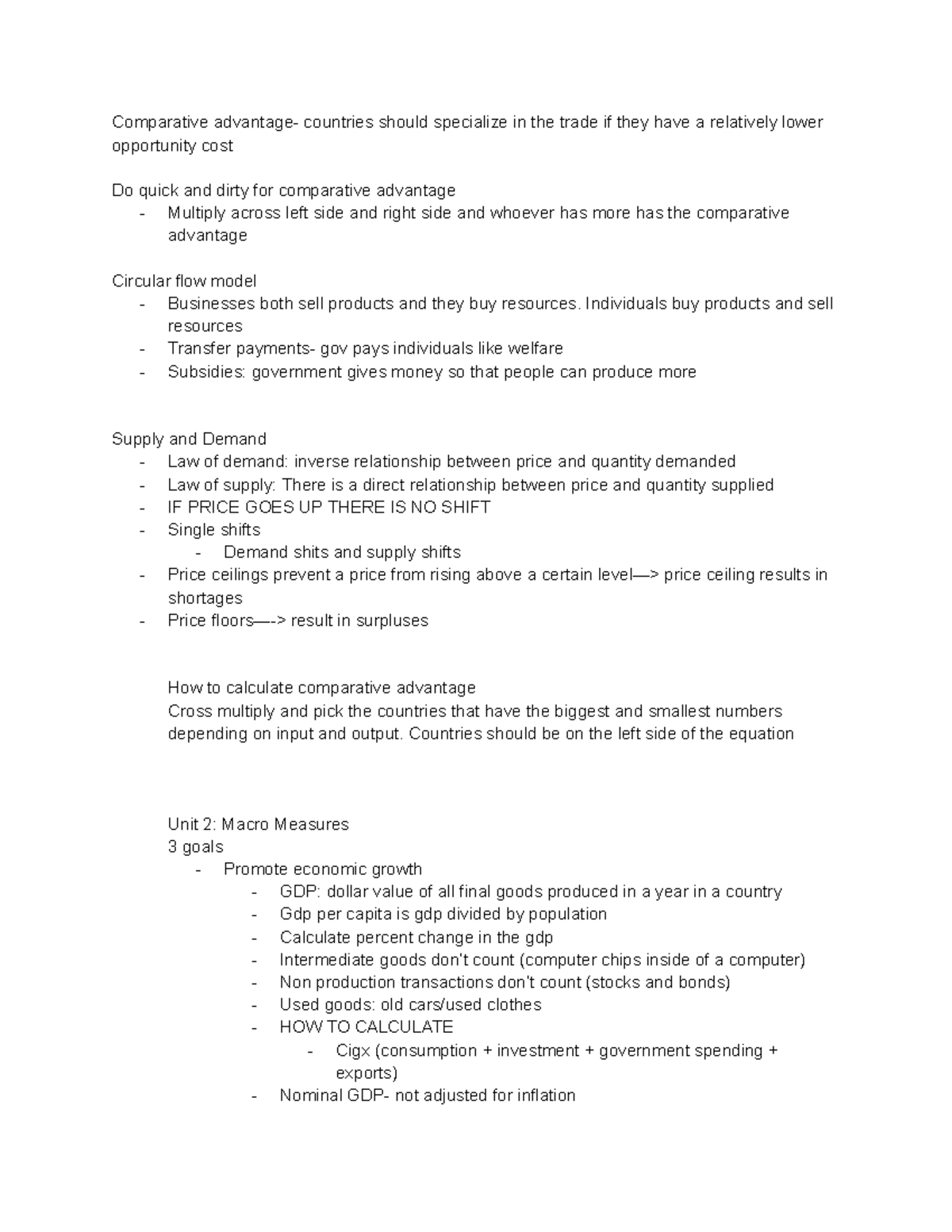 Macroeconomics! - Comparative advantage- countries should specialize in ...