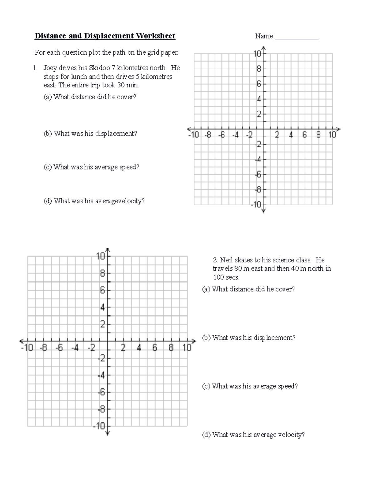 Distance and displacement graphing - Distance and Displacement ...