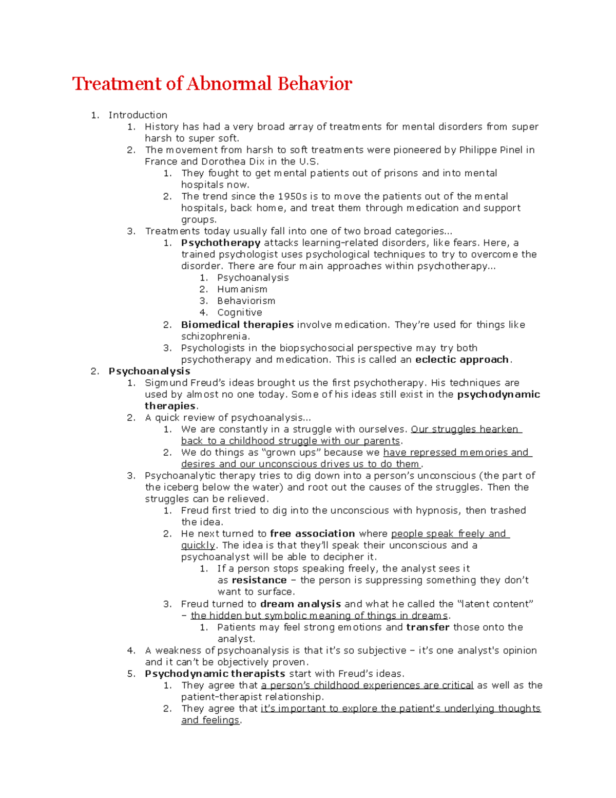 Treatment Of Abnormal Behavior