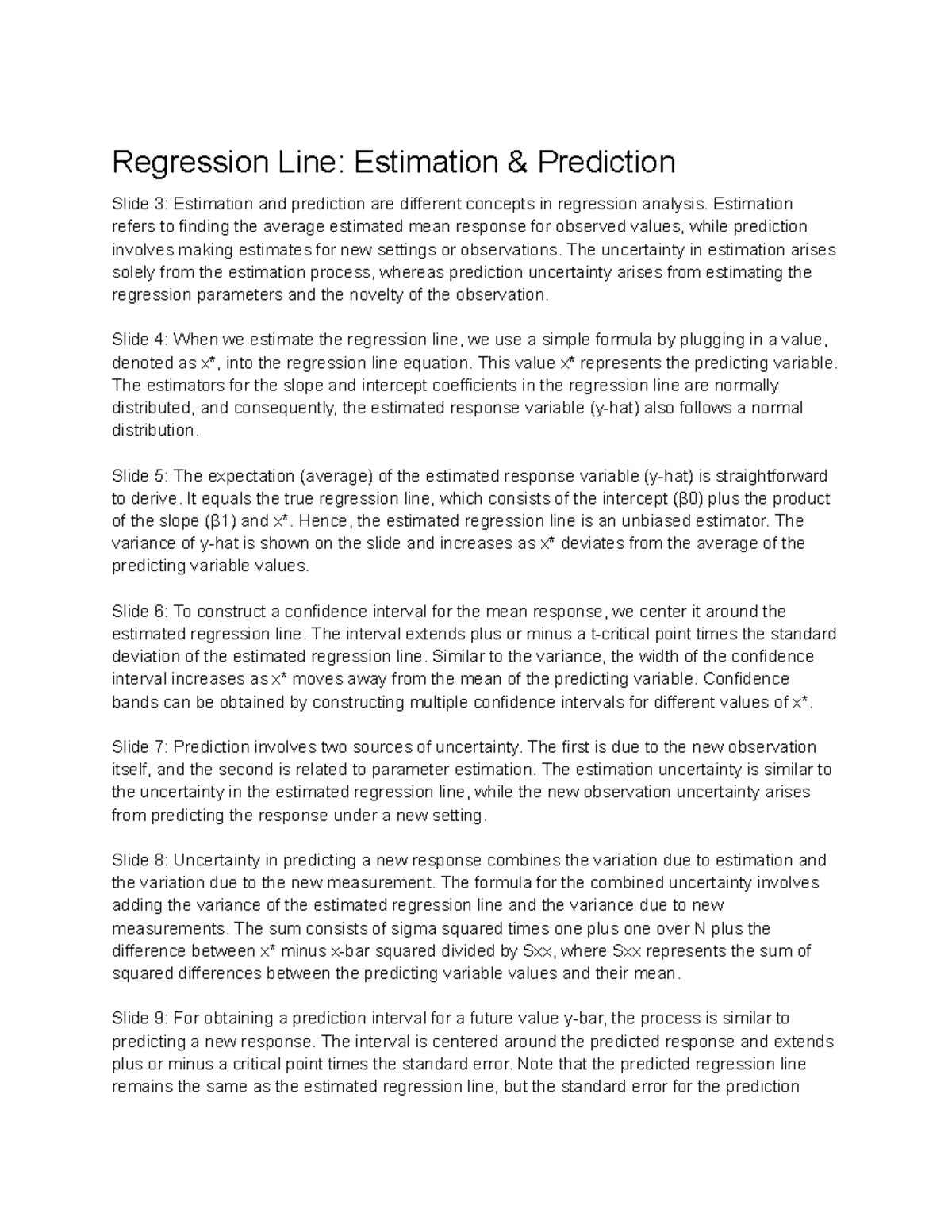 Module 1 Regression Line - Regression Line: Estimation & Prediction ...
