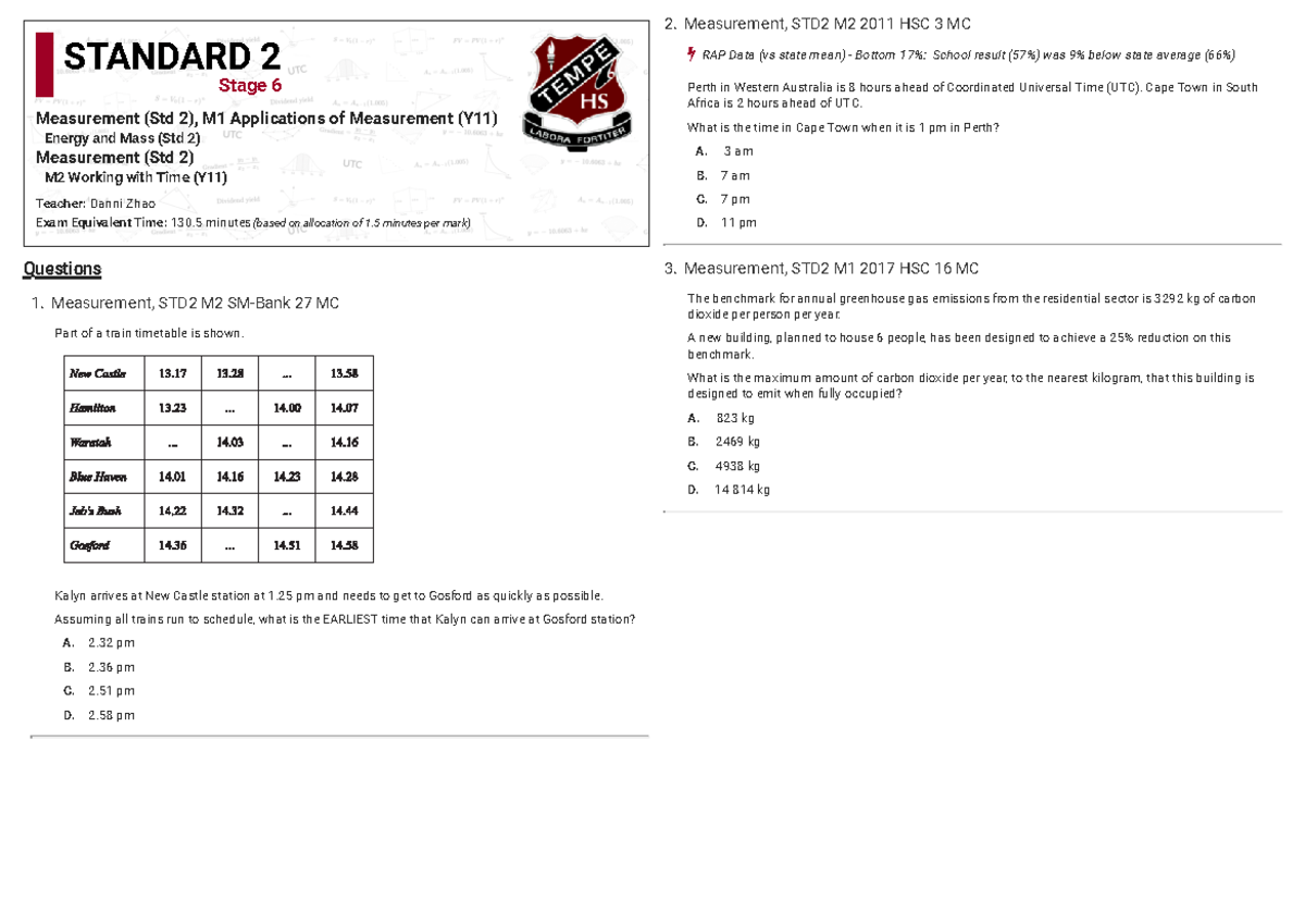 Y11 working with time and other exercise from measurement - 1 ...