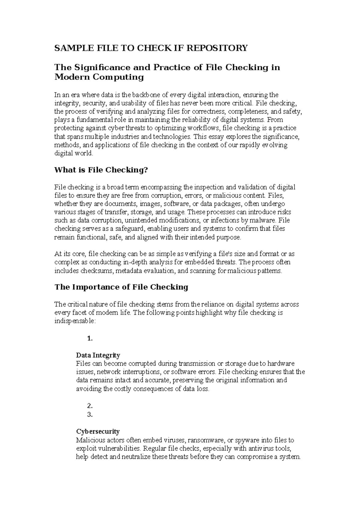 Sample FILE TO Check IF Repository - second submission - SAMPLE FILE TO ...