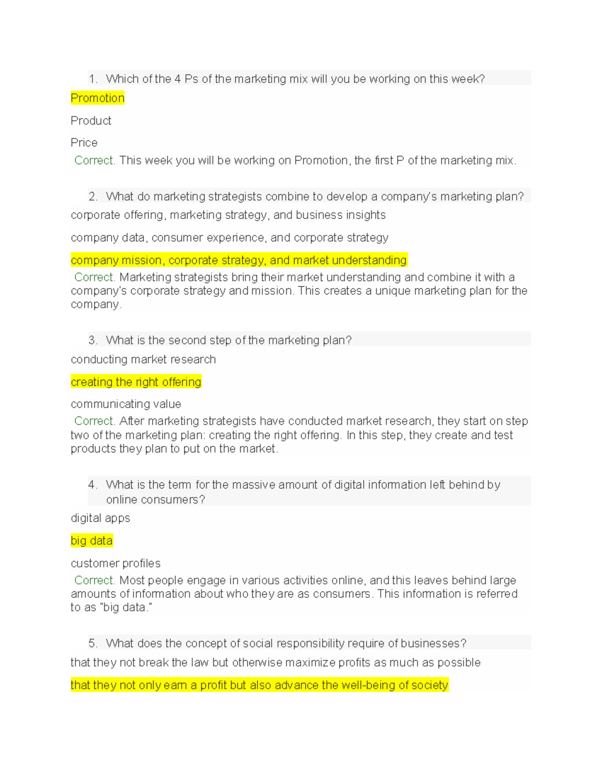 MKT 205 3-1 Soomo Chapter 3 Answers - Which of the 4 Ps of the ...