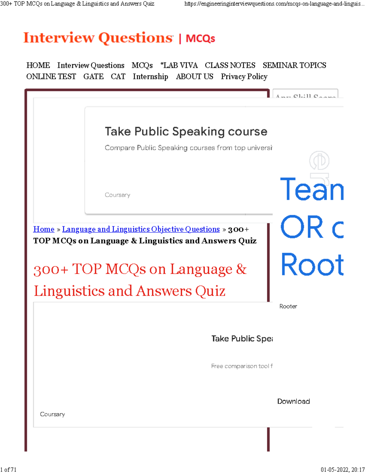 Language & Linguistics MCQ - Home » Language and Linguistics Objective ...