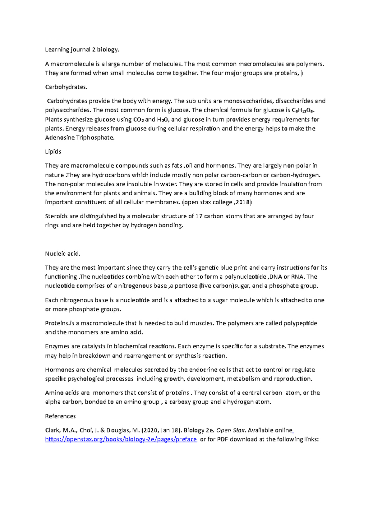 Learning journal 2 biology 1 for health science majors - Learning ...