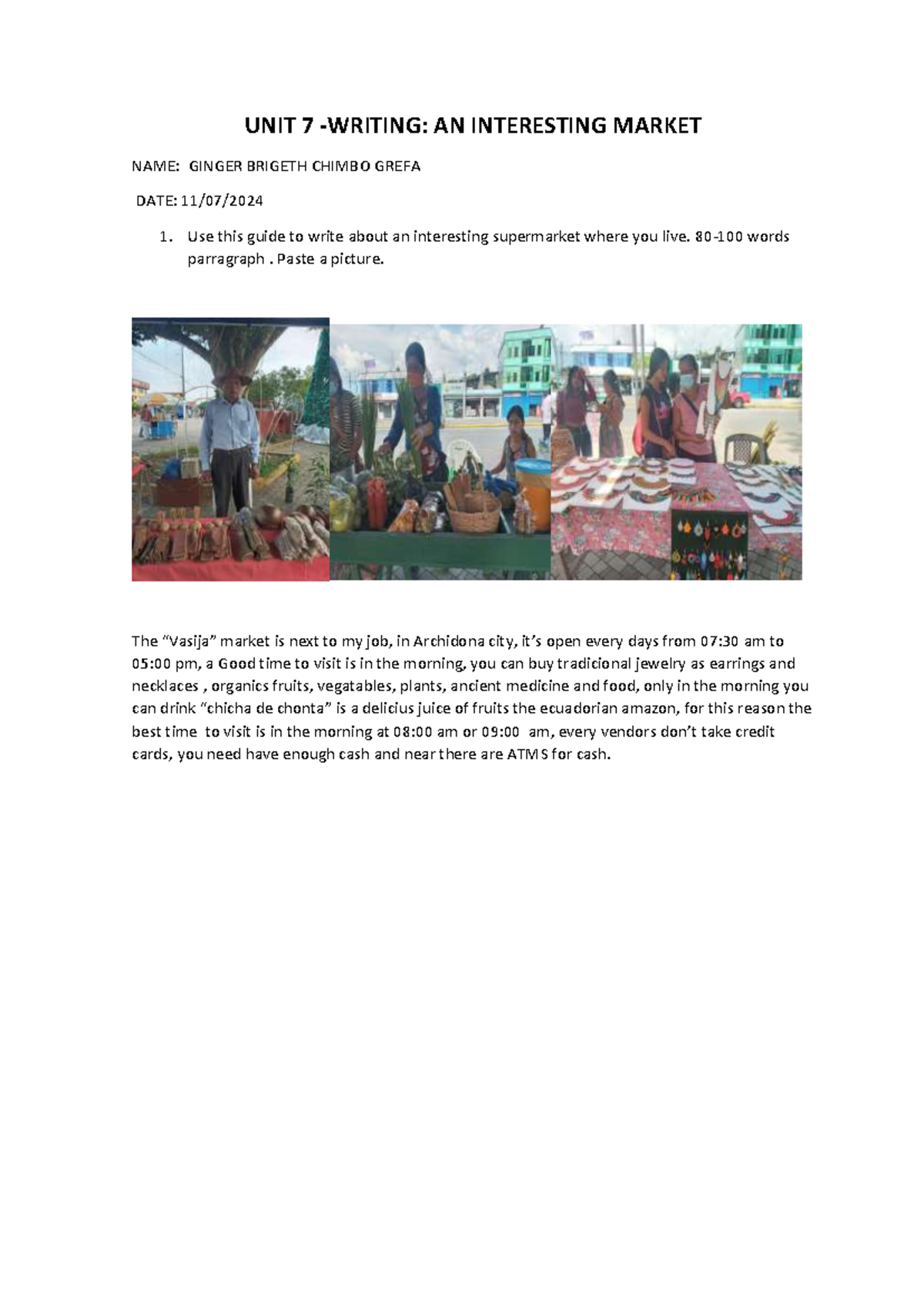 UNIT 7 WRITING AN INTERESTING SUPERMARKET LEVEL 4 - UNIT 7 - WRITING ...