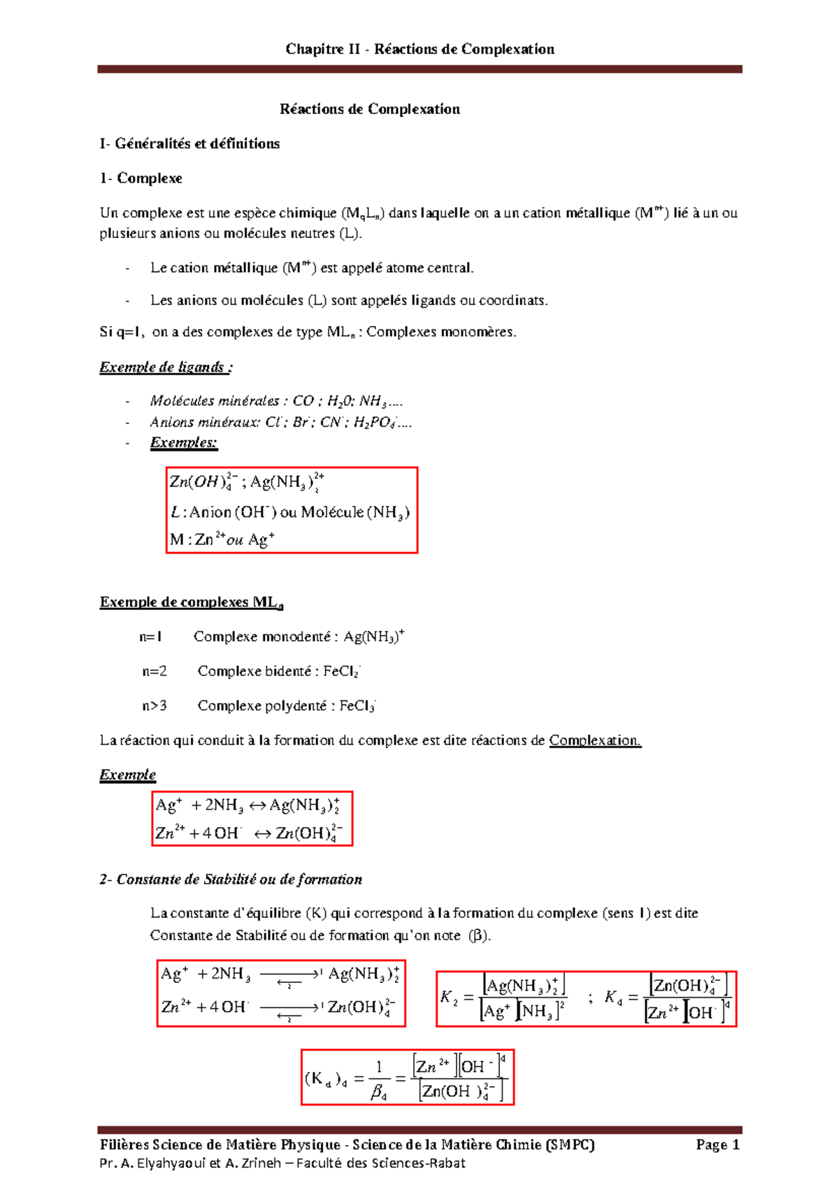 P Complexation Tirage - Filières Science de Matière Physique - Science de la Matière Chimie ...