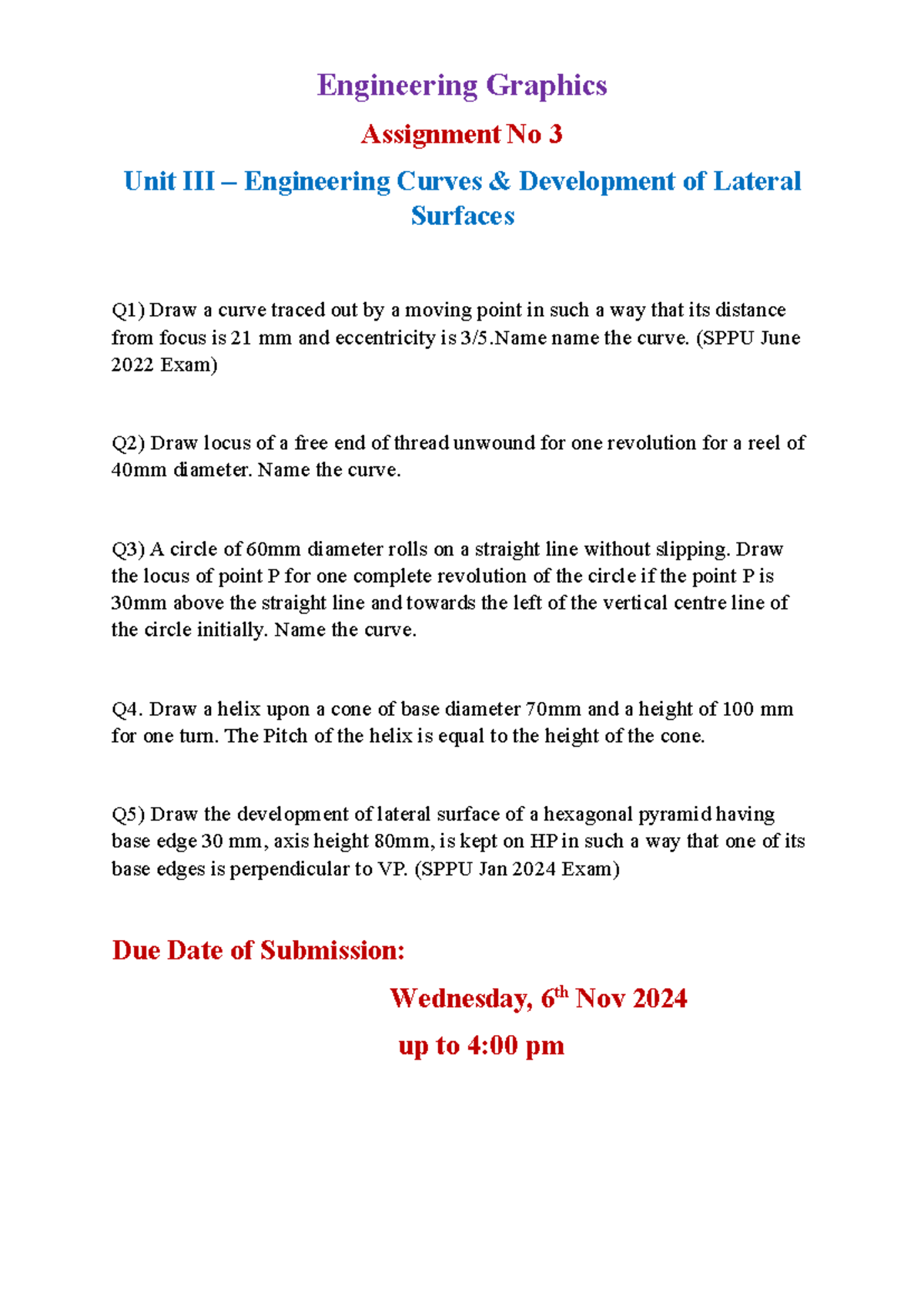 EG Assignment 3 - graphics - Engineering Graphics Assignment No 3 Unit ...