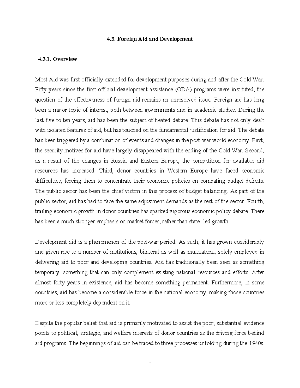 Foreign Aid and Development - 3. Overview Most Aid was first officially ...