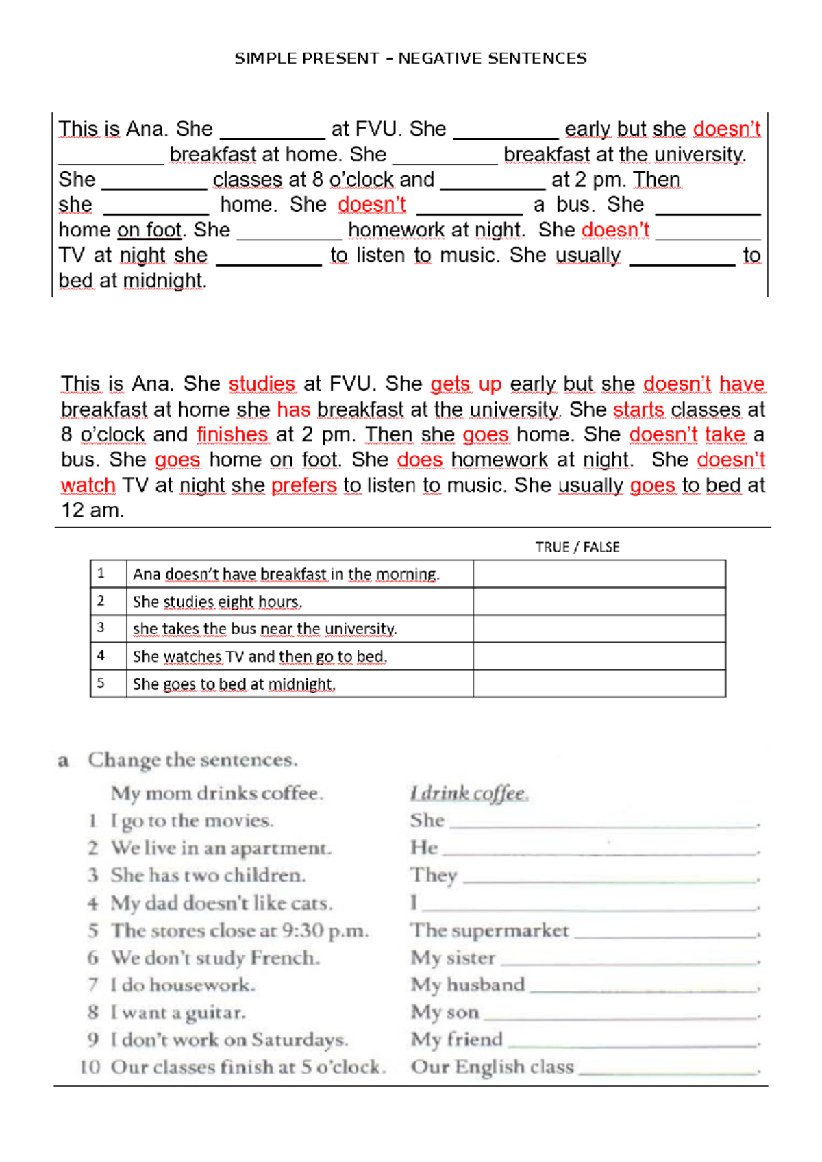 Handout Simple Present Negative 2024 - SIMPLE PRESENT NEGATIVE ...
