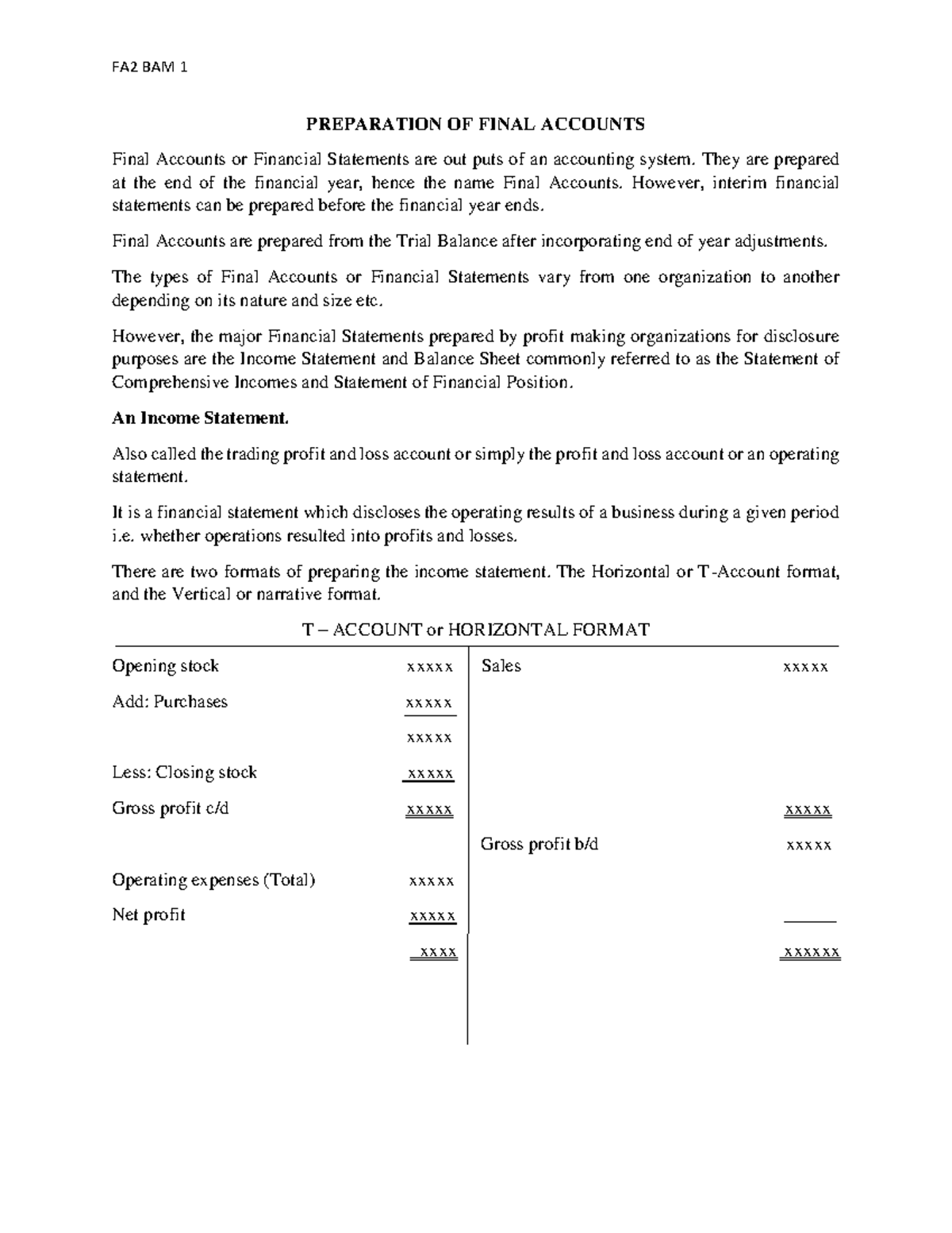 Lecture 2 Review of Financial Statements 1 - Warning: TT: undefined function: 32 PREPARATION OF ...
