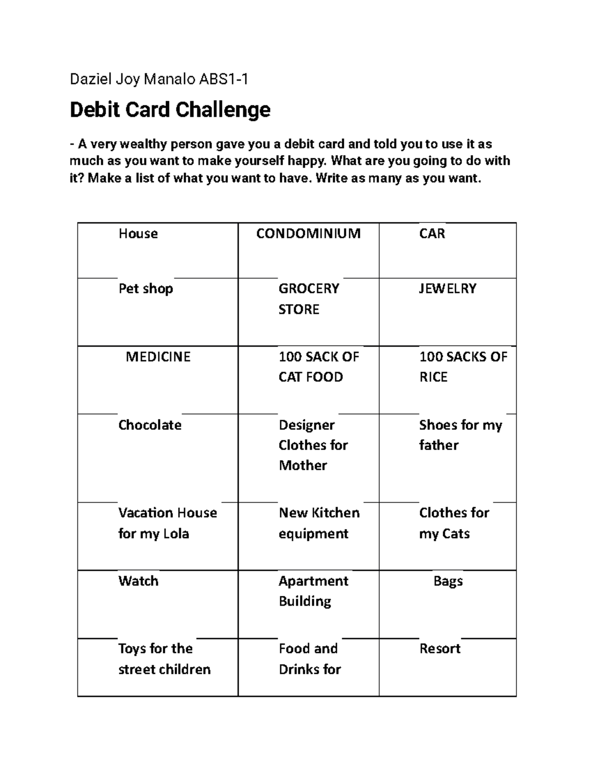 Activity-debit card challenge - Daziel Joy Manalo ABS1- Debit Card ...
