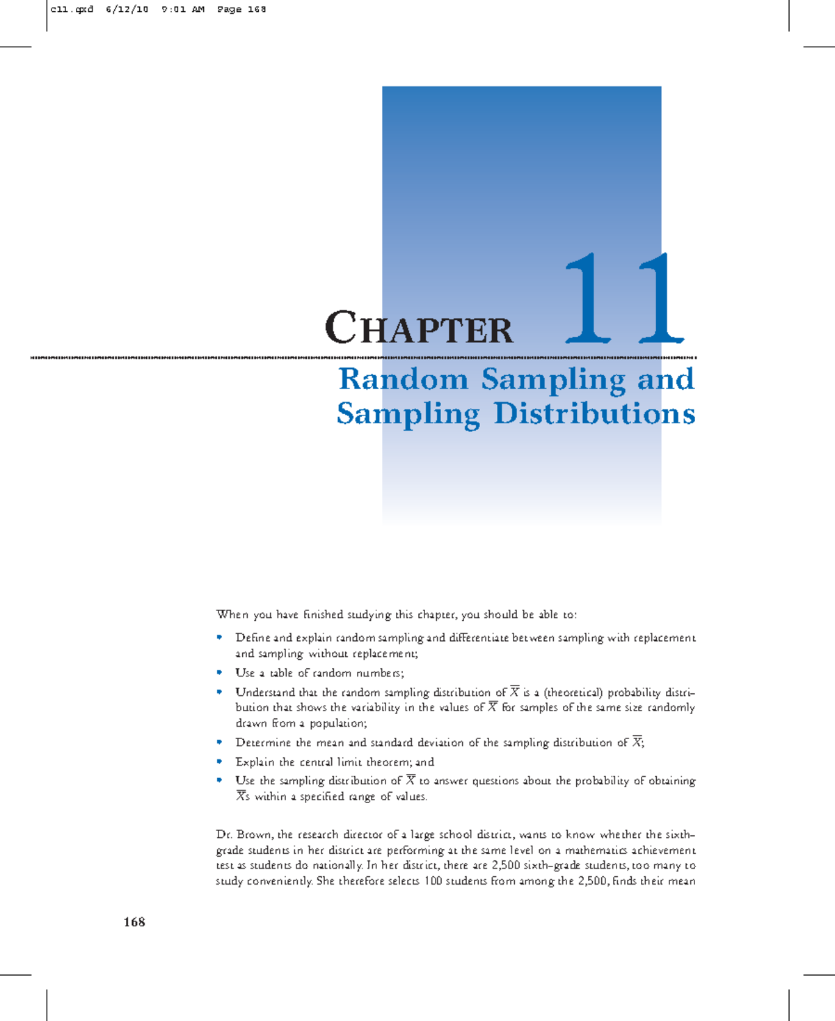 Minium Chapter 11 - 168 CHAPTER 11 Random Sampling and Sampling ...