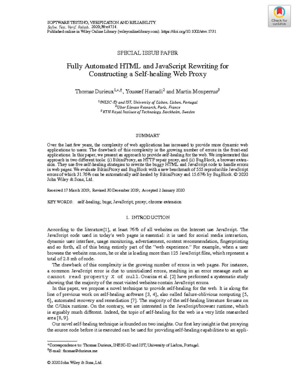Fully Automated HTML and Java Script Rewriting for - SOFTWARE TESTING ...