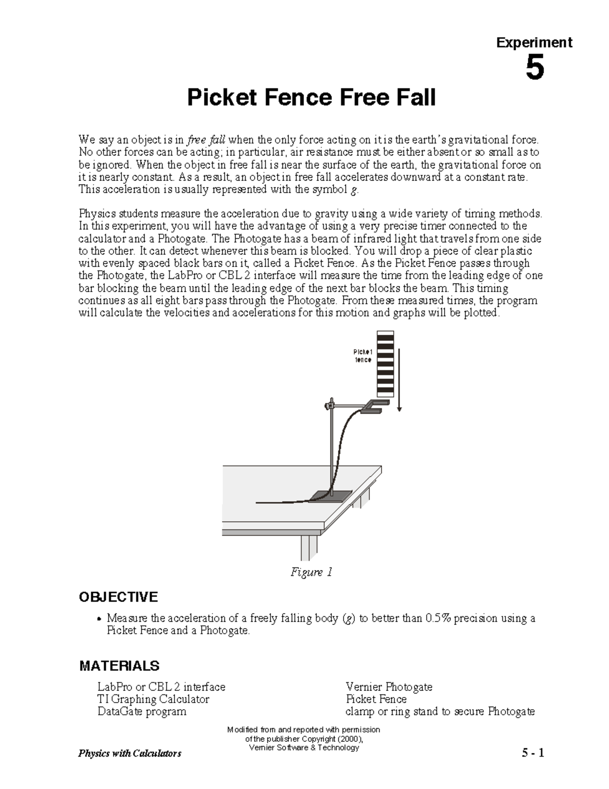 Vernier Act16 picketfence - 5 Physics with Calculators 5 - 1 Picket ...
