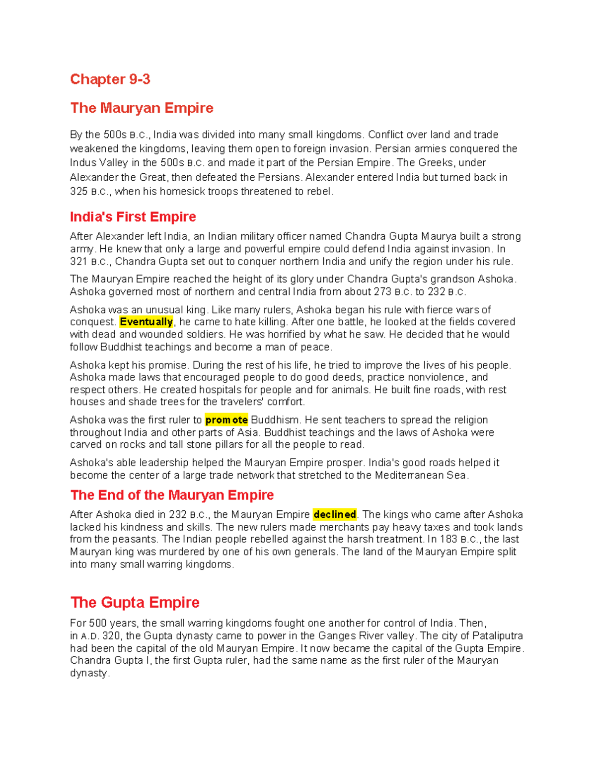 Ch9-3 notes 2 - Hhhhhhhhhhhh - Chapter 9- The Mauryan Empire By the ...
