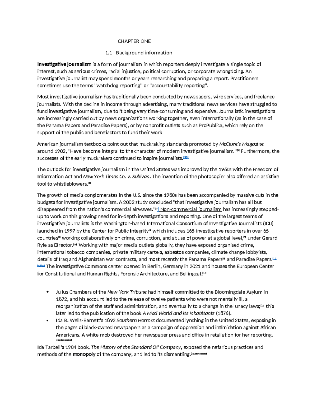 Chapter 4 - CHAPTER ONE 1 Background information Investigative ...