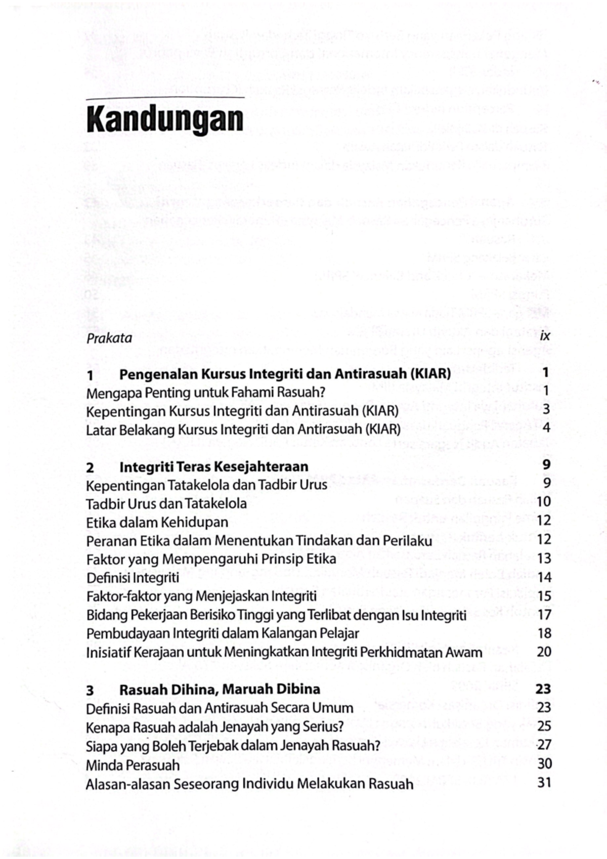 Bab 1 kiar - kiar - Kandungan Prakata ix 1 Pengenalan Kursus Integriti dan Antirasuah (KIAR) 1 ...