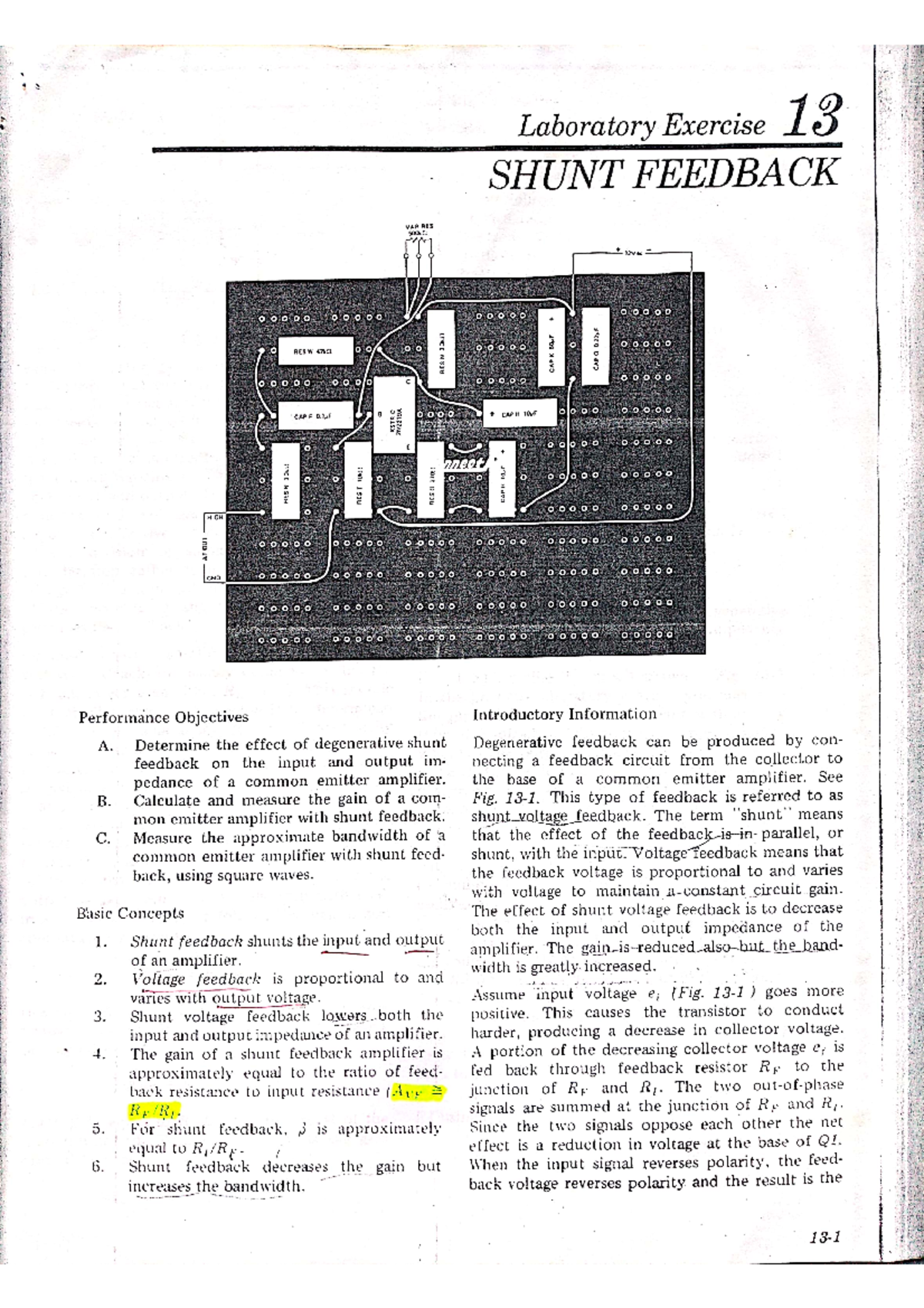 4. Shunt Feedback - Electrical engineering & electrical machines - Studocu