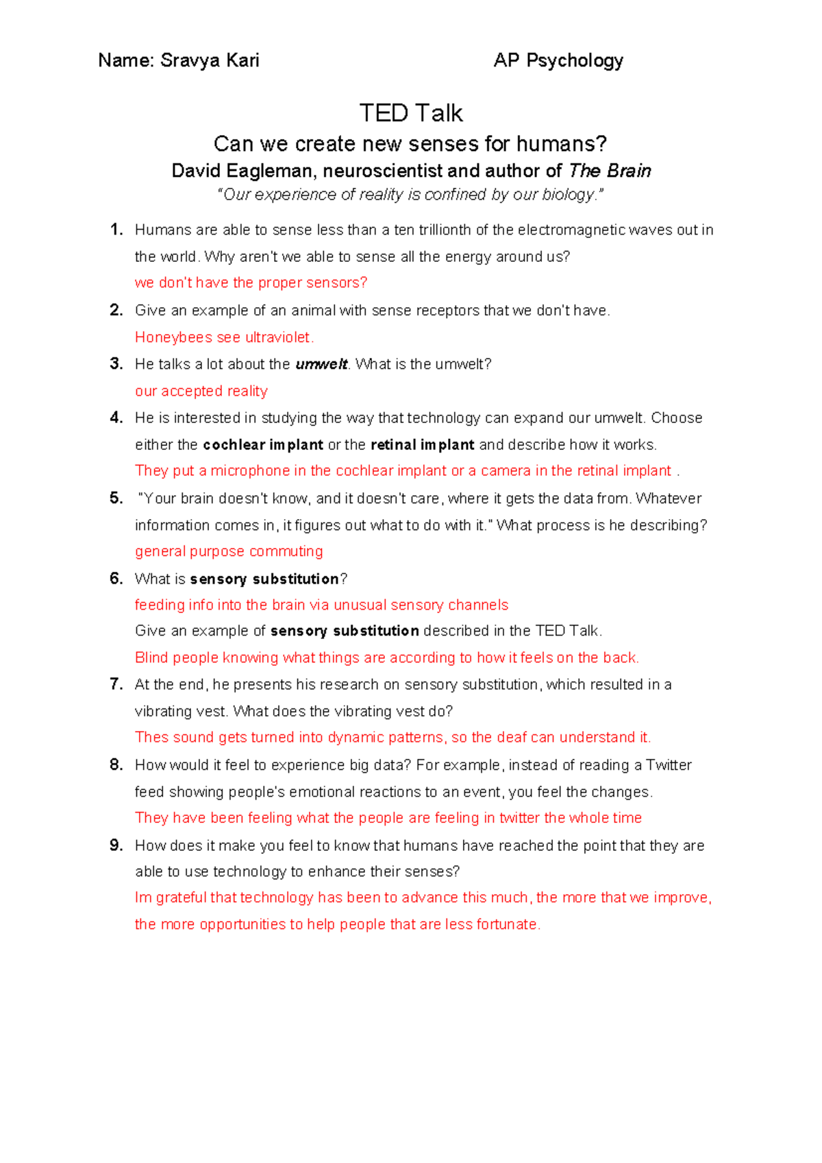 TED+Talk+Worksheet+-+David+Eaglemen+Sensation+and+Perception - Name ...
