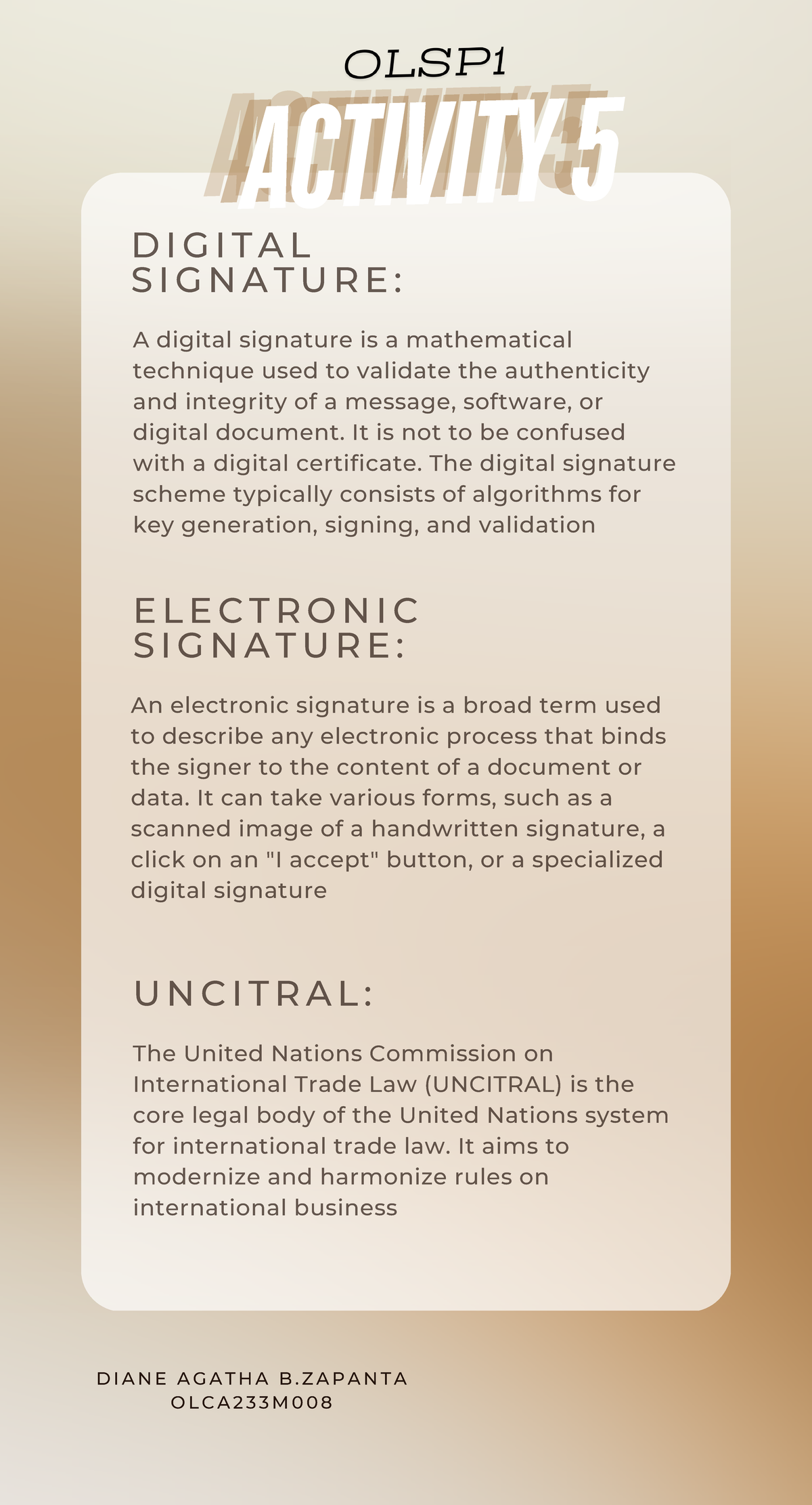Zapanta Activity 5 - NONE - A digital signature is a mathematical ...
