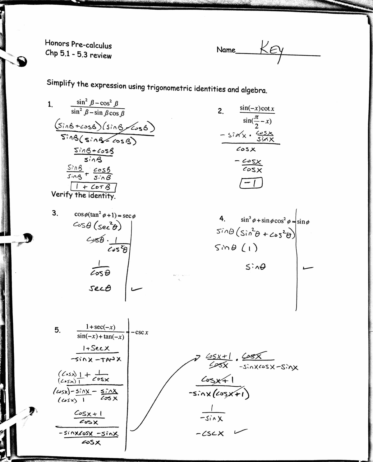 Honors Precalc Answer Key - Studocu