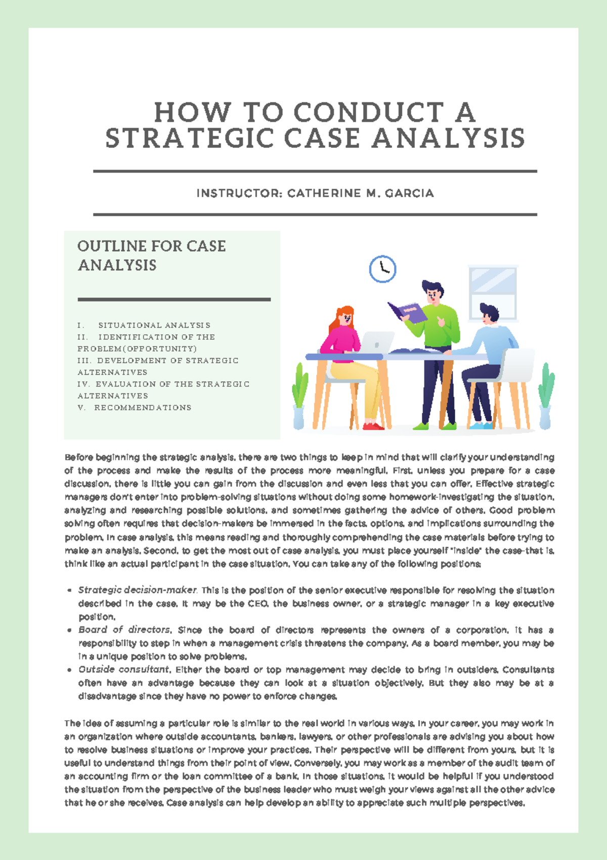 HOW TO Conduct A Strategic CASE Analysis - HOW TO CONDUCT A STRATEGIC ...