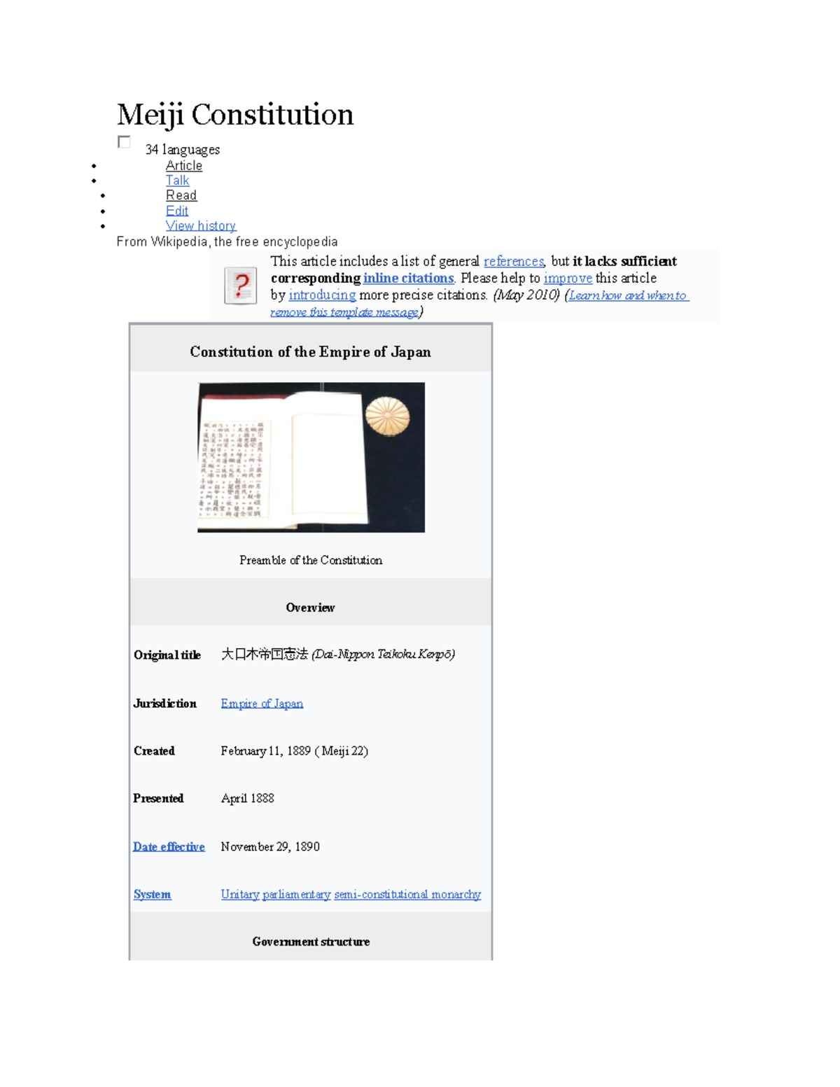 Meiji Constitution - .... - Meiji Constitution 34 languages Article ...