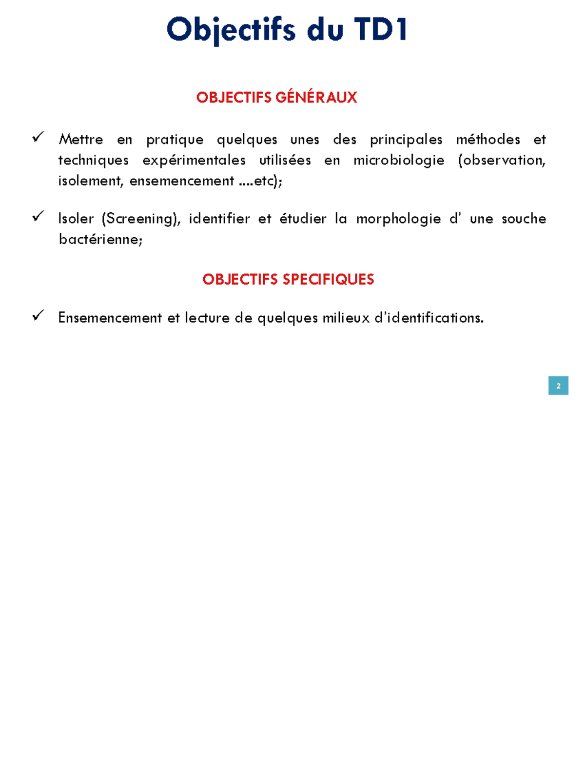 TD1 initiation aux techniques de Microbiologie - Mettre en pratique quelques unes des ...