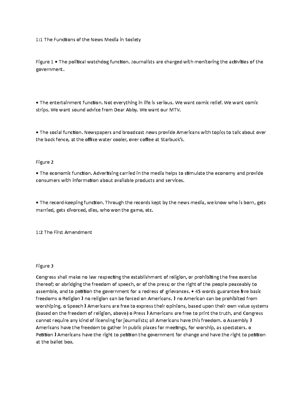 Journalism Notes - Introduction Professor Jones - 1:1 The Functions of ...