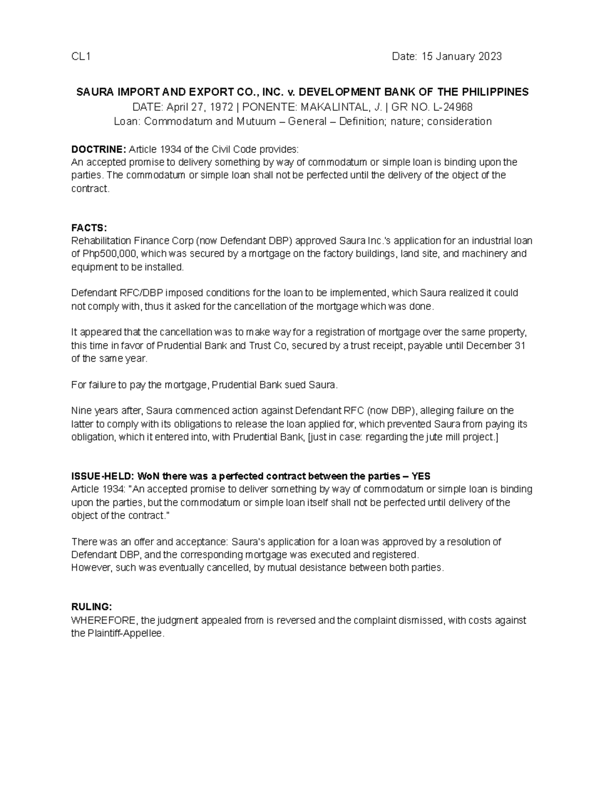 Saura Import AND Export CO., INC. v. Development BANK OF THE ...