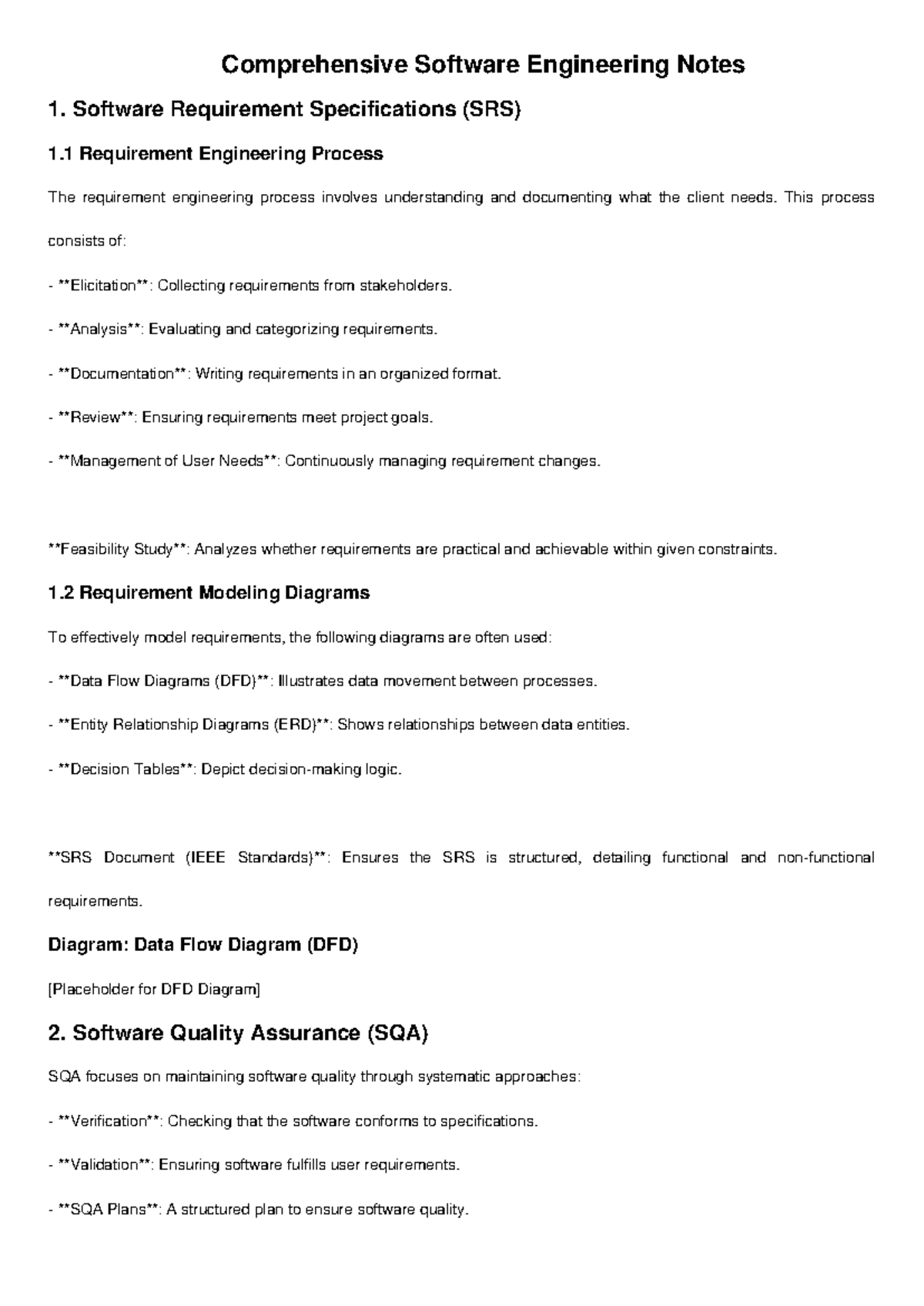 Comprehensive Software Engineering Notes - Software Requirement ...