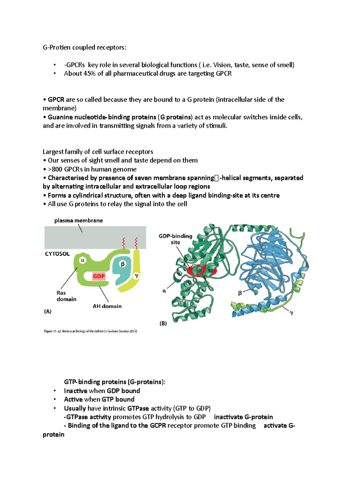 GCPR - GCPR notes for revision - G-Protien coupled receptors: -GPCRs ...