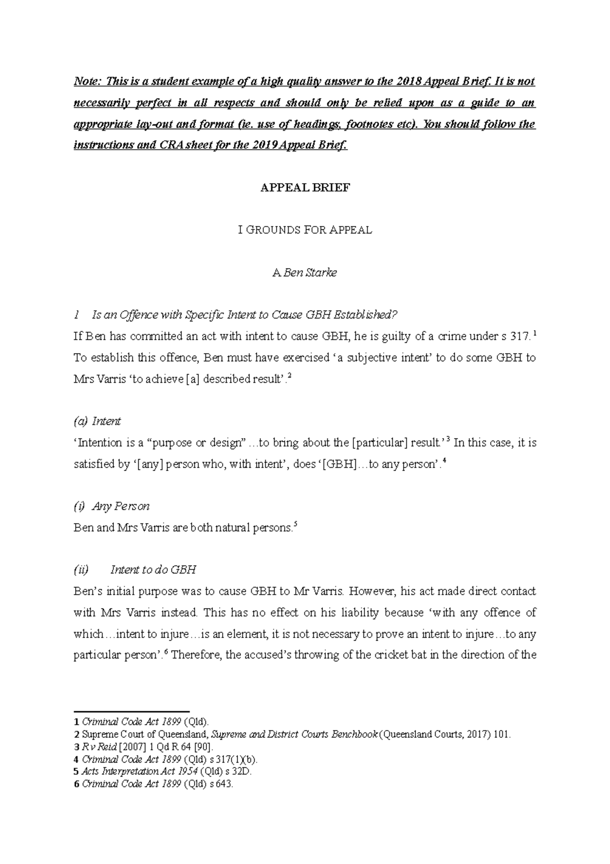 Student Example 2018 Appeal Brief Good AGLC - Note: This is a student ...