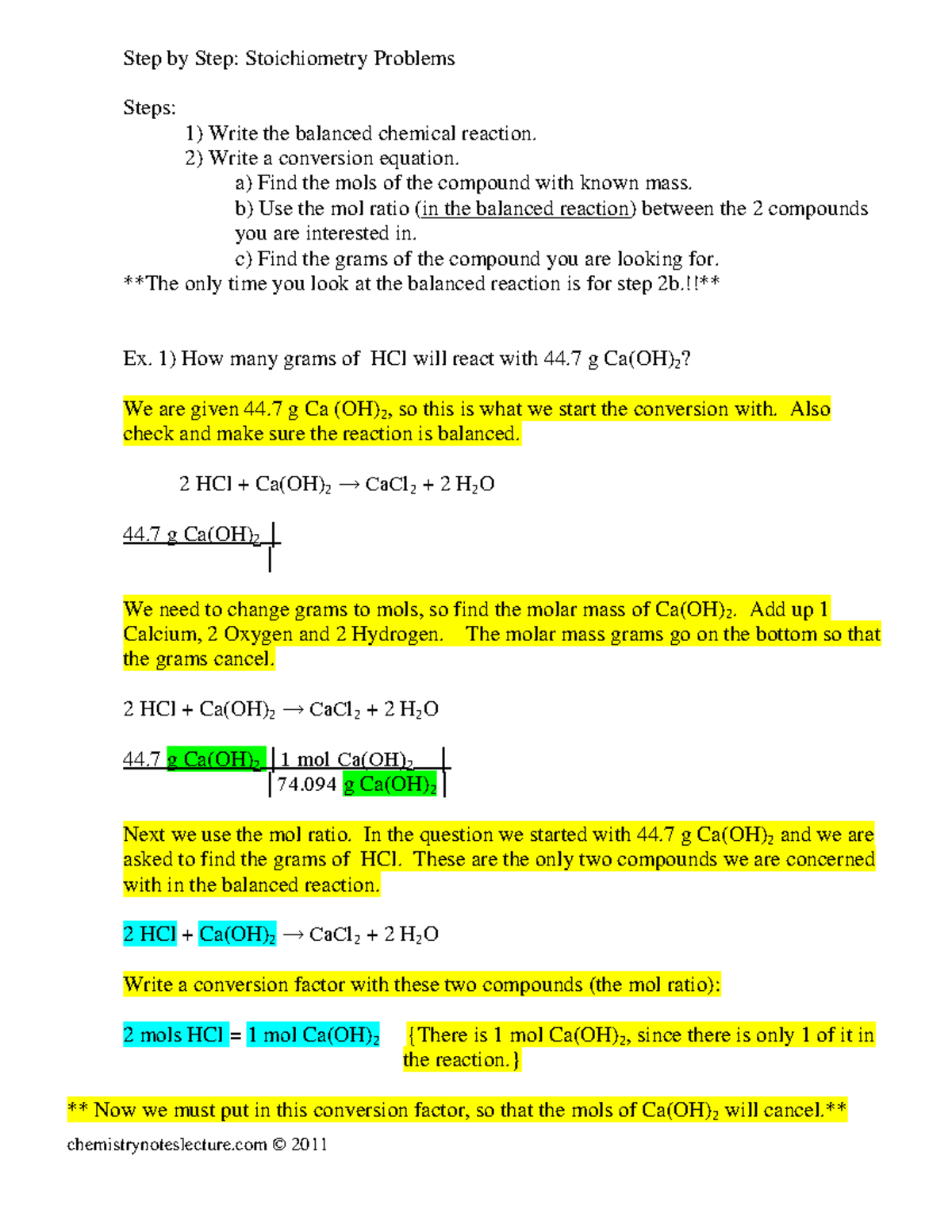 S5stoichiometry - chemistry notes for different text but mostly unit 2 ...