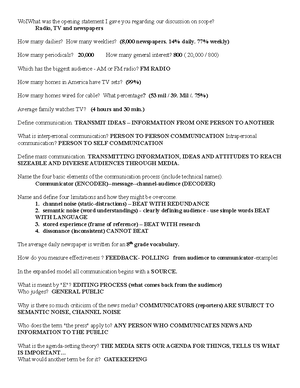 Mcomm unit 1 practice test - How many periodicals are published? a. 10 ...
