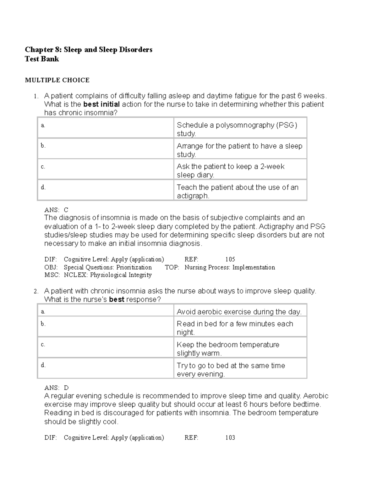 Sleep disorders - lecture notes - Chapter 8: Sleep and Sleep Disorders ...