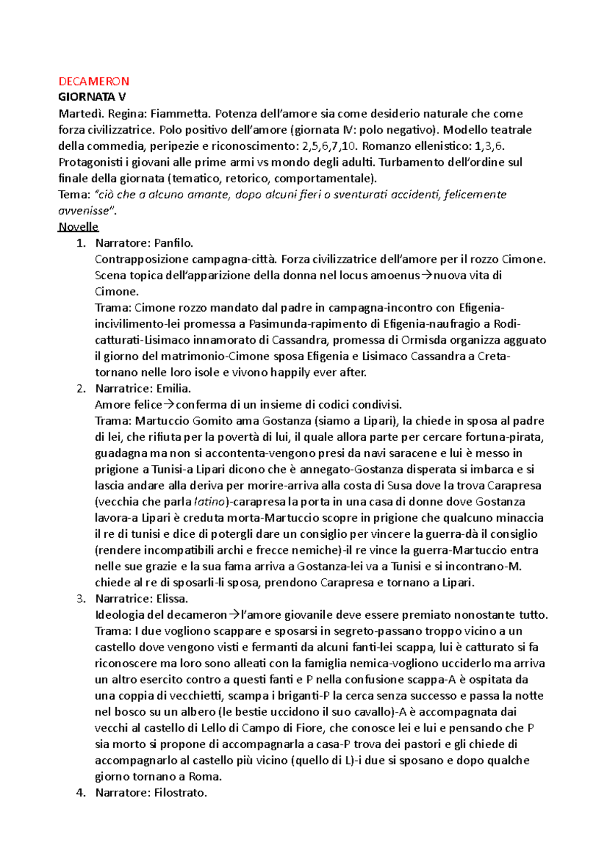 RIASSUNTO DECAMERON giornate V, VI, VII - DECAMERON GIORNATA V Regina ...