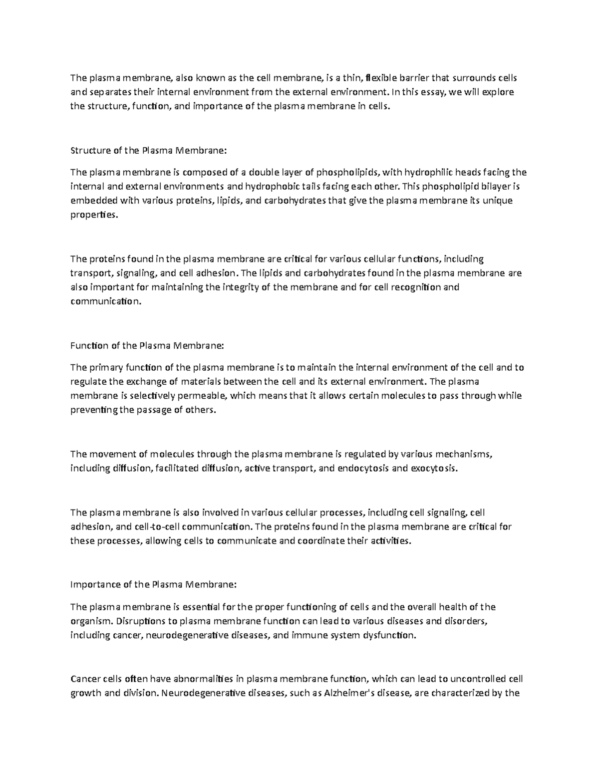 Plasma membrane notes - The plasma membrane, also known as the cell ...
