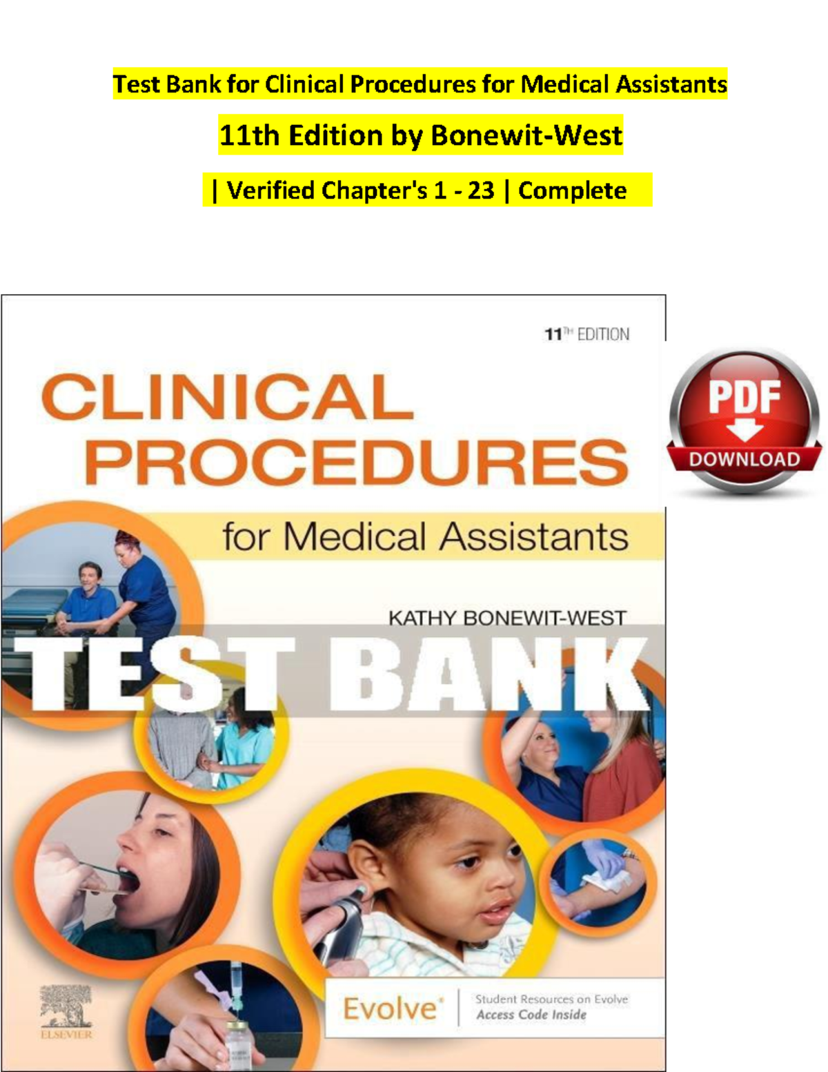 Test bank for clinical procedures for medical assistants 10th edition ...
