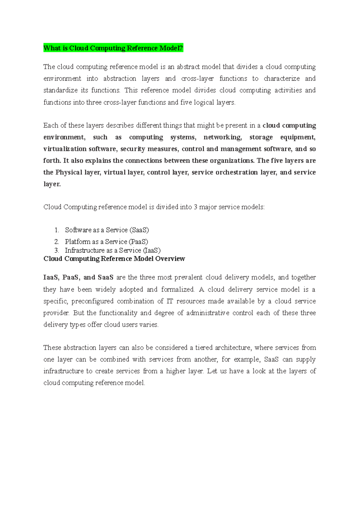 CC - Cloud computing 🖥 - What is Cloud Computing Reference Model? The ...