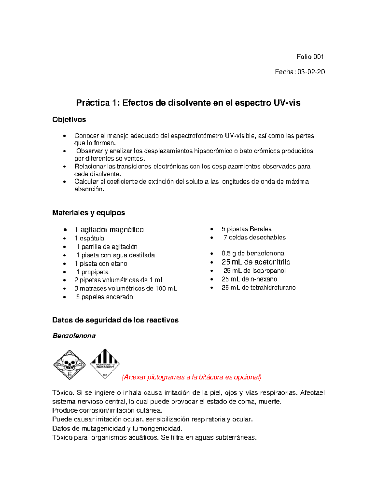 Ejemplo bitacora de laboratorio - Folio 001 Fecha: 03-02- Práctica 1 ...