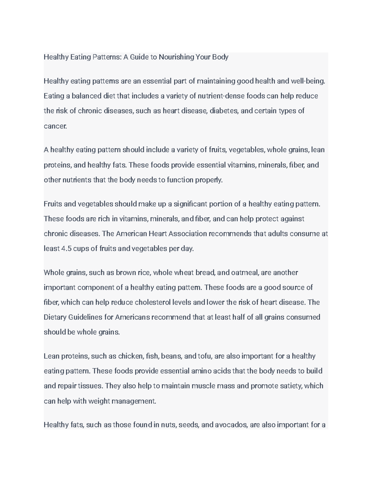 Intro to Nutrition (10) - Healthy Eating Patterns: A Guide to ...