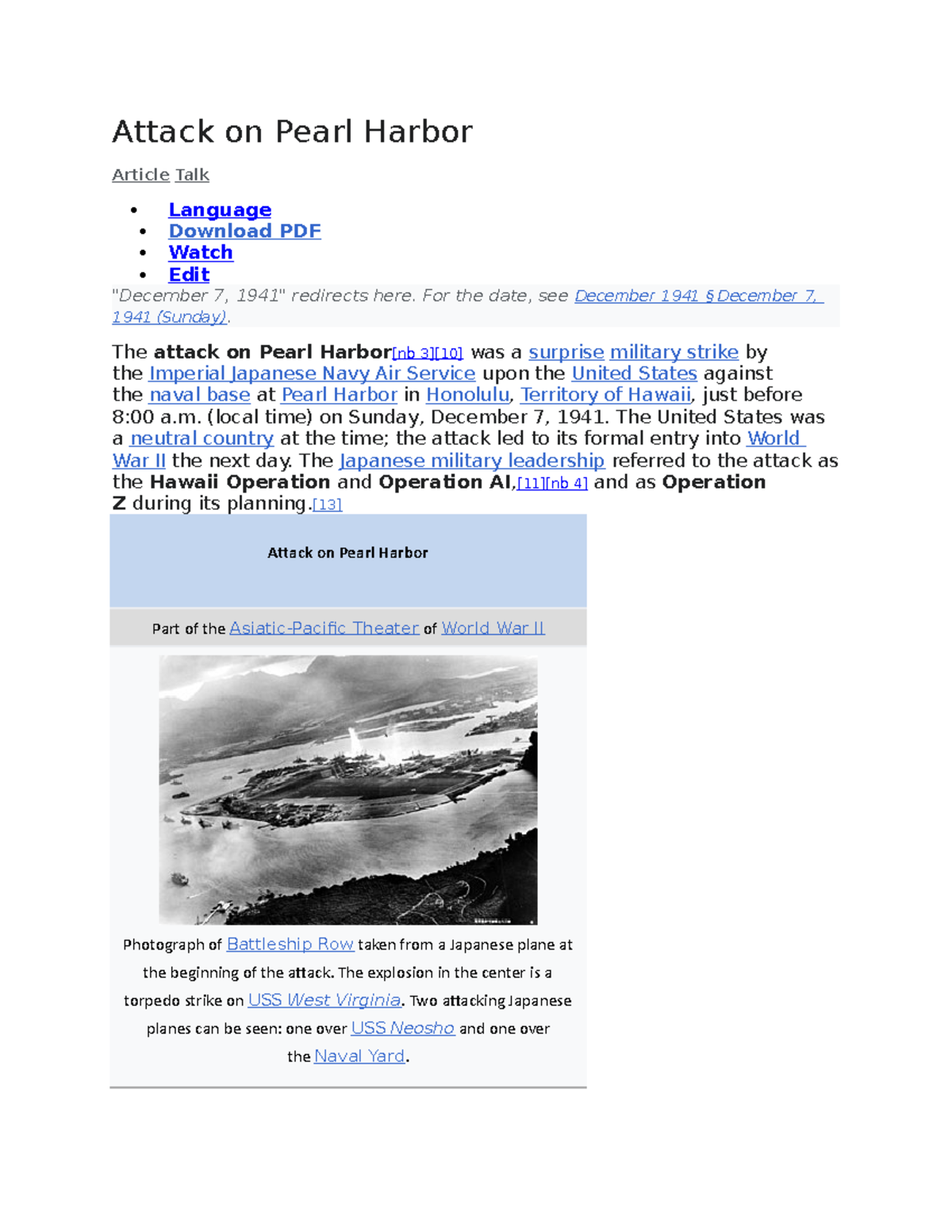 Pearl Harbor attack. jpg - Attack on Pearl Harbor Article Talk Language ...