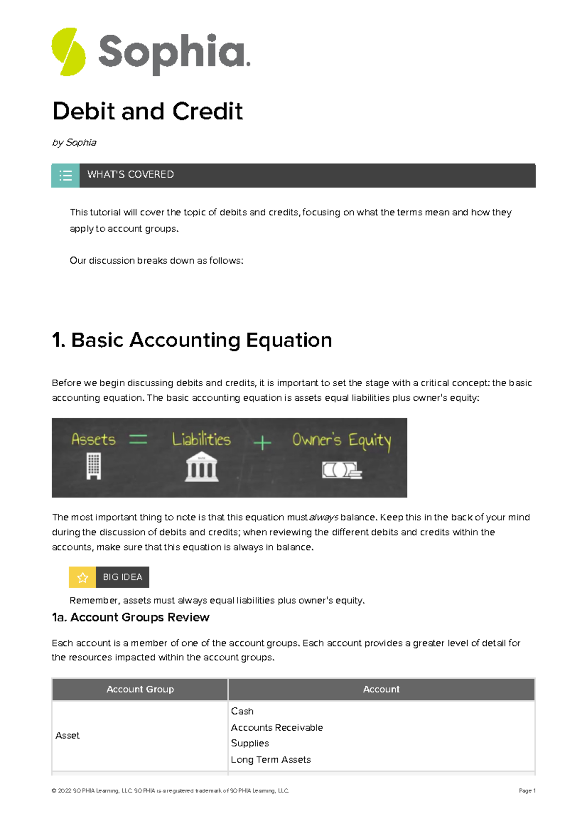Debit and credit 2 - Notes and tutorials sophia - Debit and Credit by ...