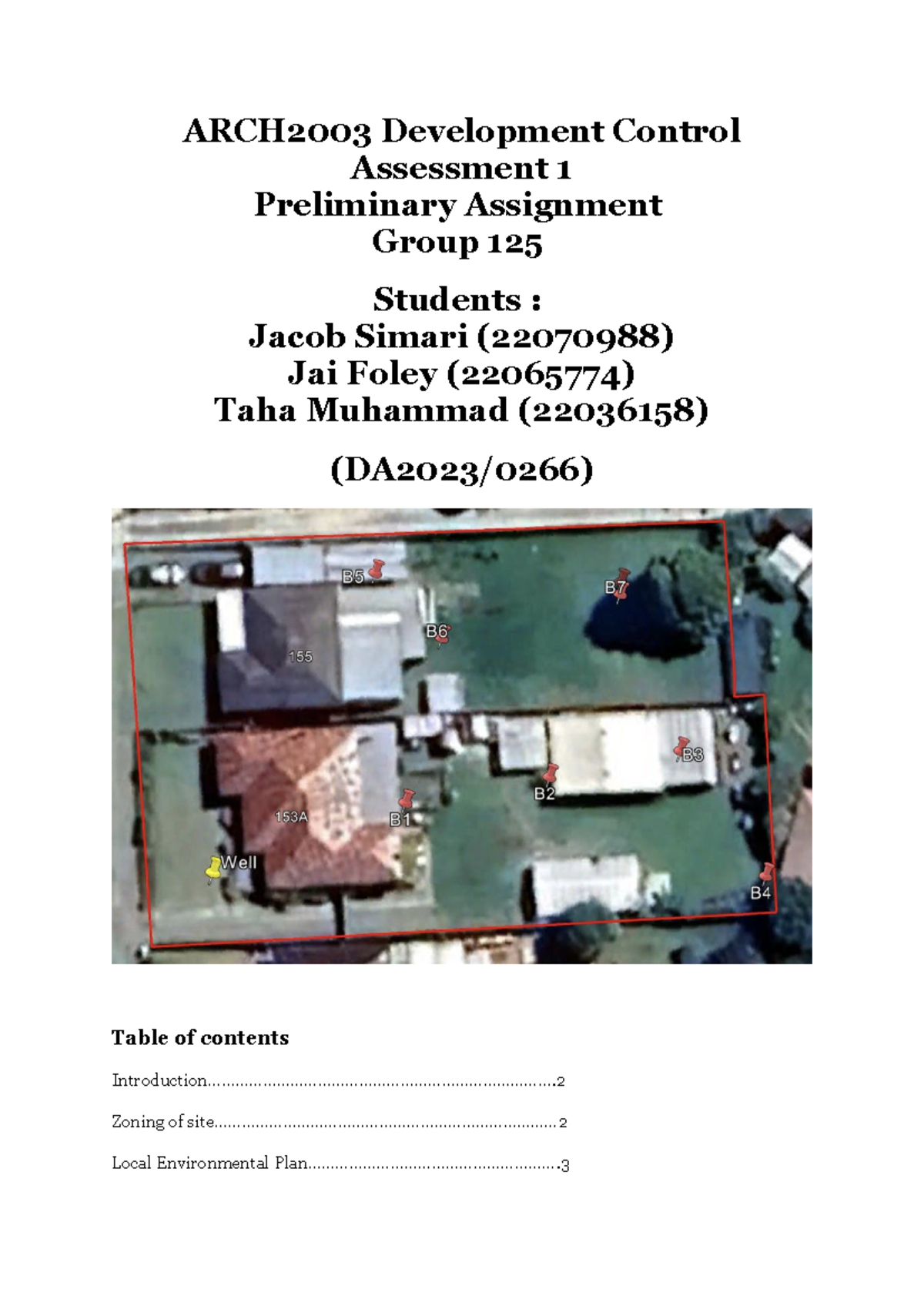 Development control complete assignment 1 - ARCH2003 Development Control Assessment 1 ...